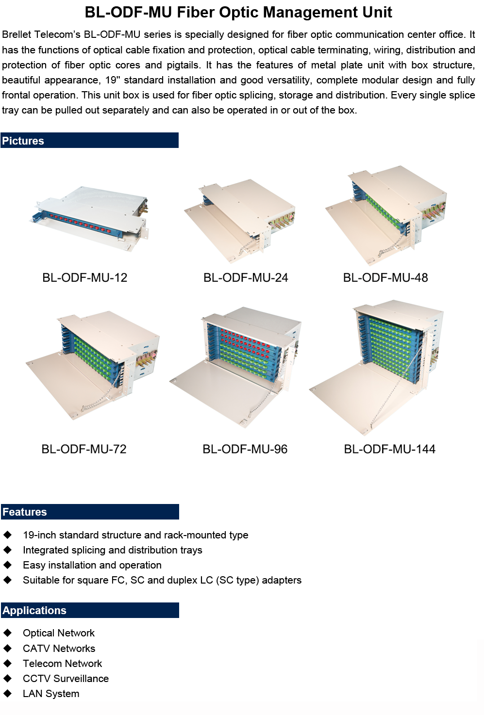 Fiber Optic Management Unit_Brellet Telecom - FTTx FTTH Fiber Optic ...