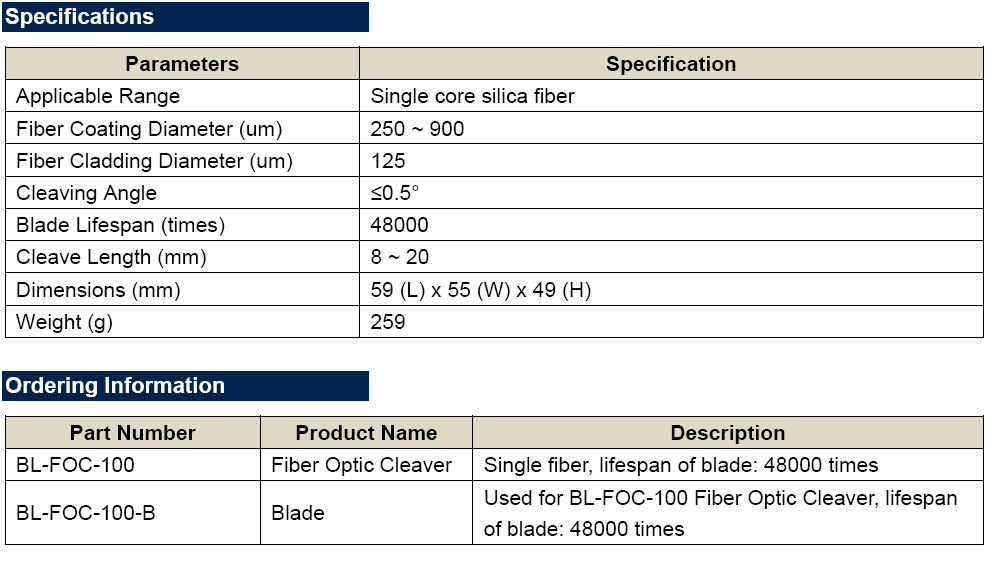 BL-FOC-100 Fiber Optic Cleaver_Brellet Telecom - FTTx FTTH Fiber Optic ...